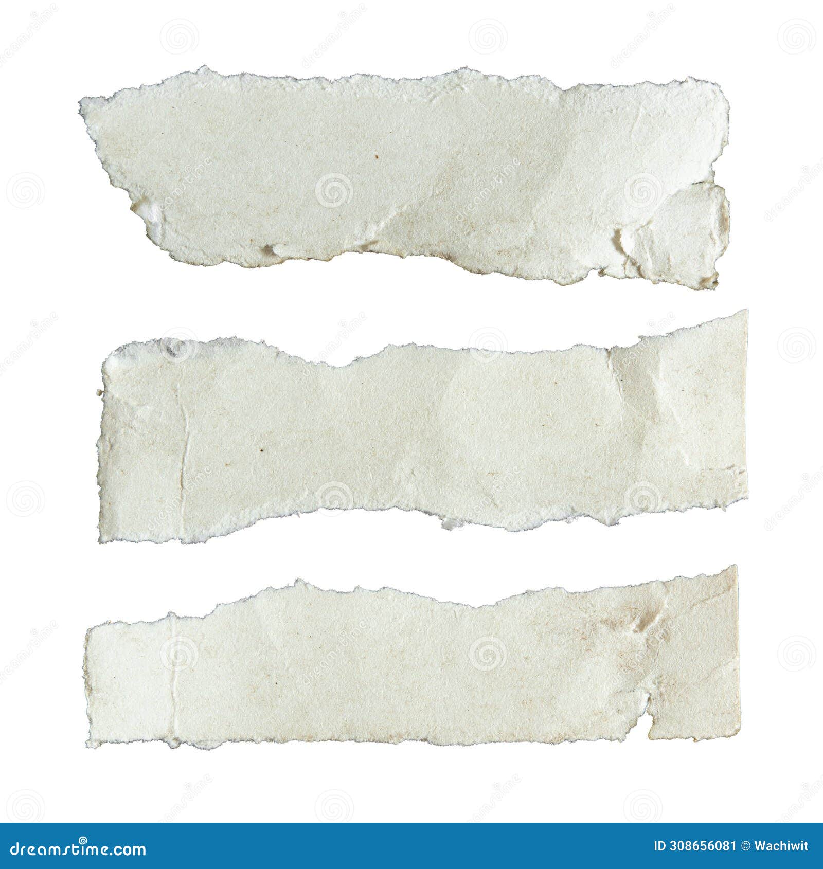 Set of Torn Old Long White Papers with Jagged Edges Stock Image ...