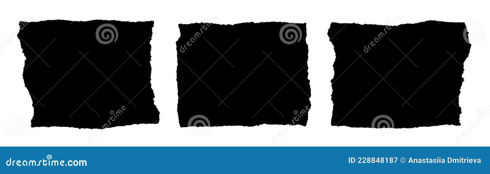 Set of Torn Paper Frames. Vector Collage Shape of Black Ripped Papers ...