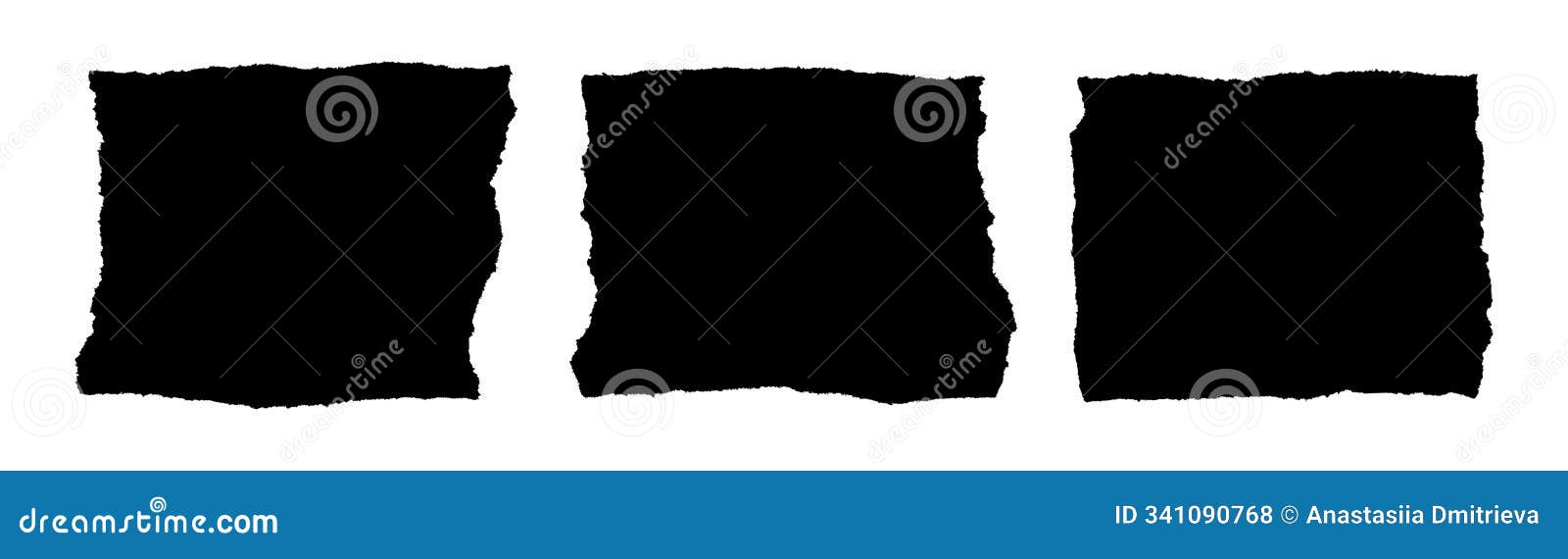 Set of Torn Paper Frames. Vector Collage Shape of Black Ripped Papers ...