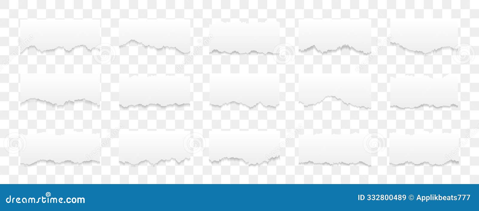 Set of Torn Paper Pieces with Shadow on a Transparent Background ...