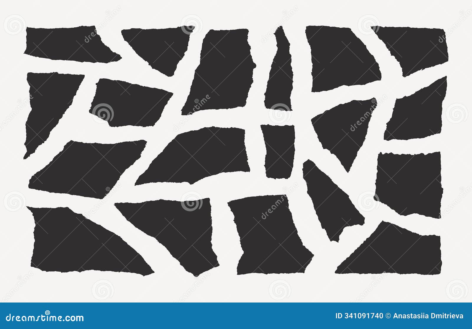 Set of Torn Paper Pieces. Vector Collage Shape of Black Ripped Papers ...