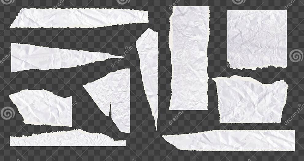 Set of Torn Paper Pieces. White Grunge Jagged Borders, Corners and ...