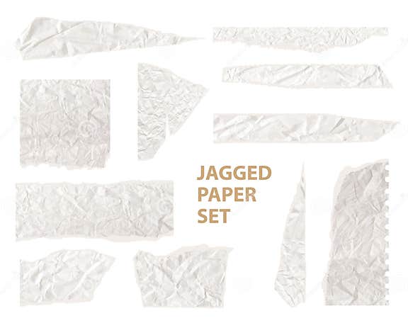 Set of Torn Paper Pieces. White Grunge Jagged Borders, Corners and ...