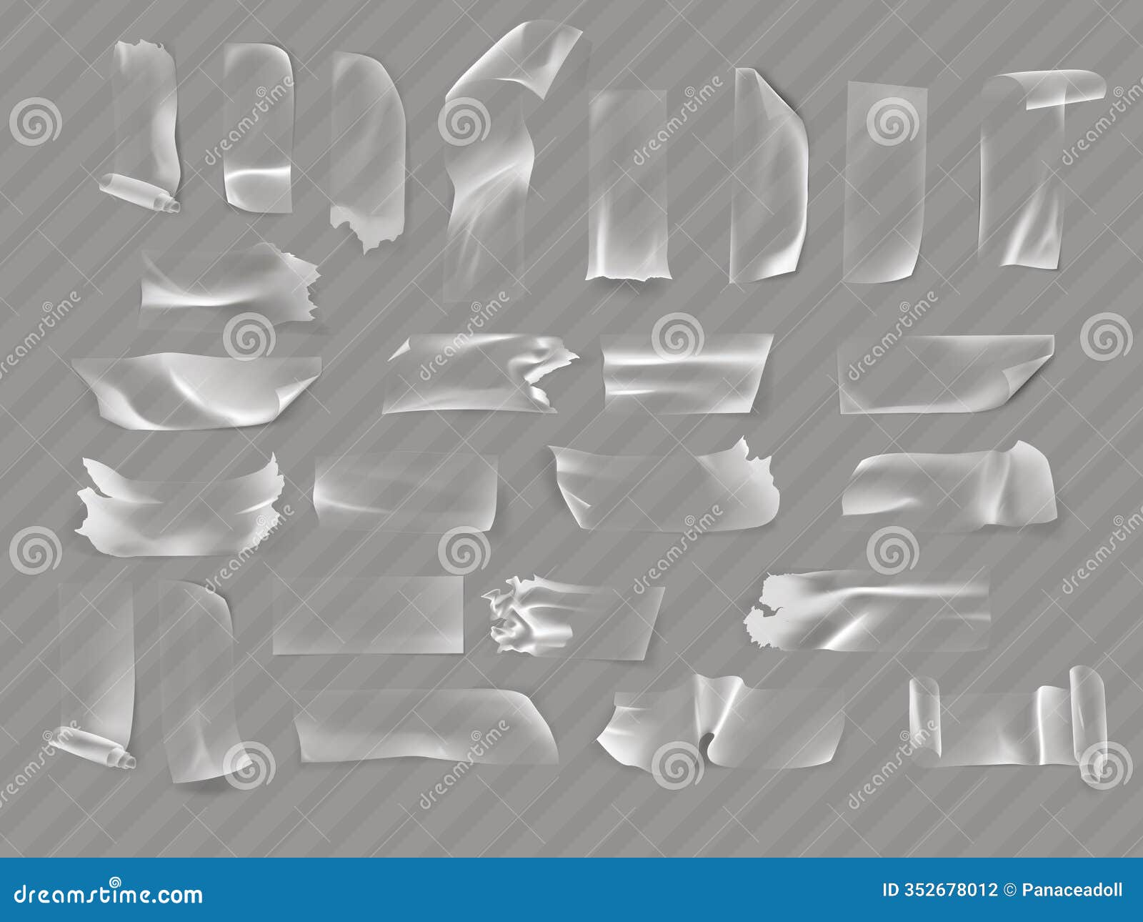 Set of Torn Pieces of Transparent Adhesive Tape Stock Illustration ...