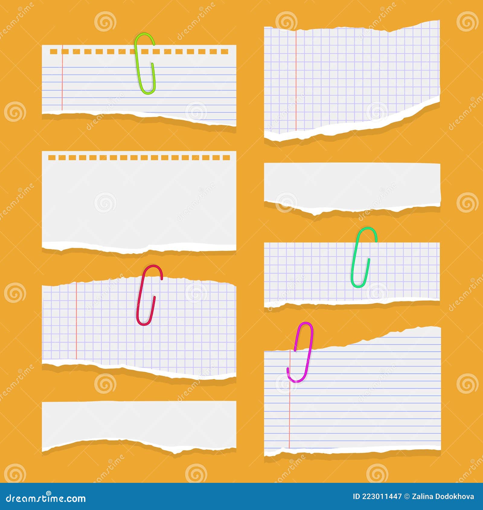 Set of Torn Ripped Paper Sheets of White Color, Notebook Paper on ...