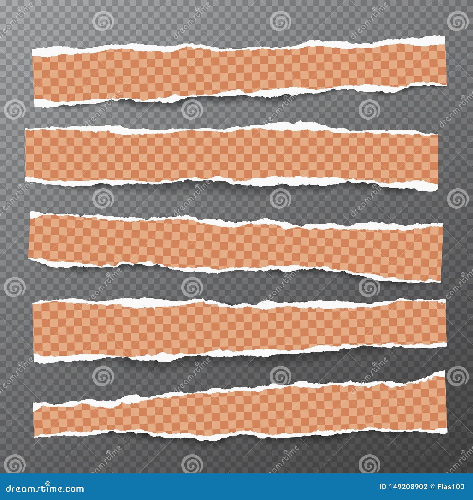 Set of Torn, Ripped, Squared Orange Paper Strips with Soft Shadow are ...