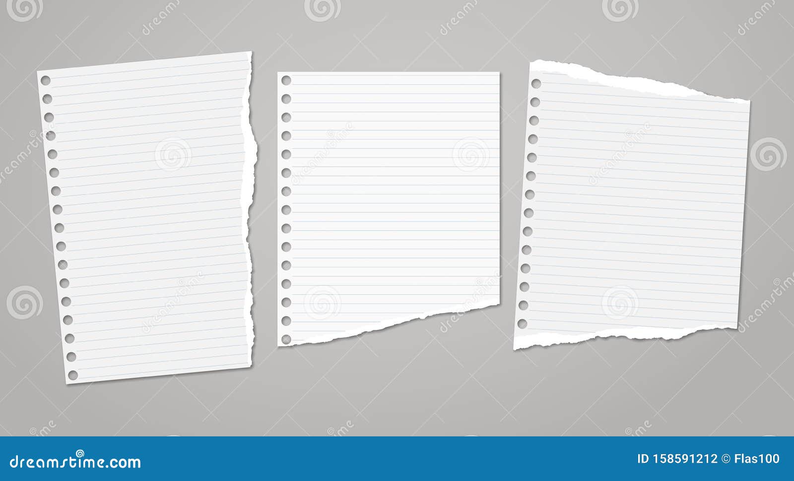 Set of Torn White Note, Notebook Paper Pieces Stuck on Dark Grey ...