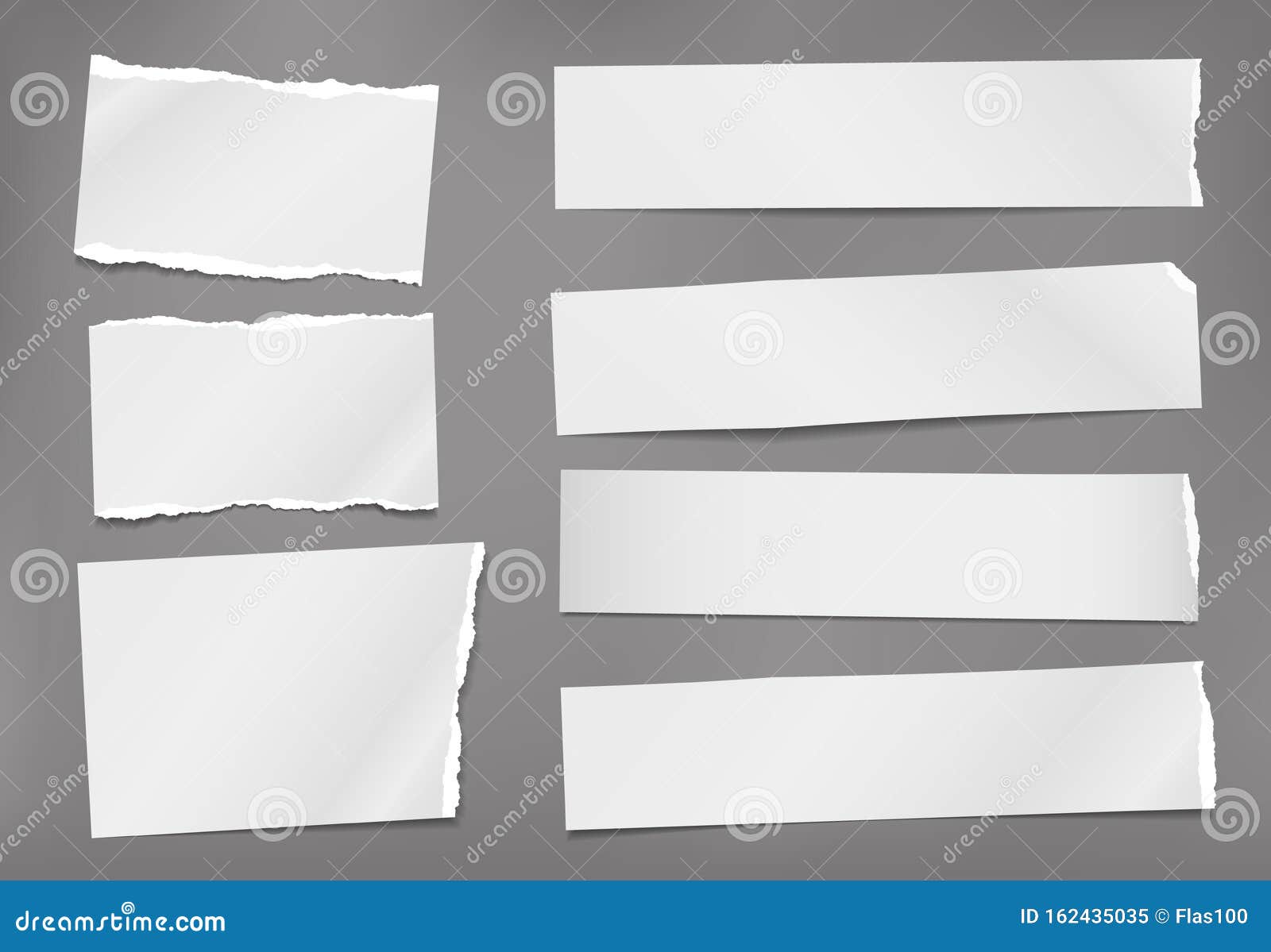 Set of Torn White Note, Notebook Paper Strips and Pieces with Soft ...