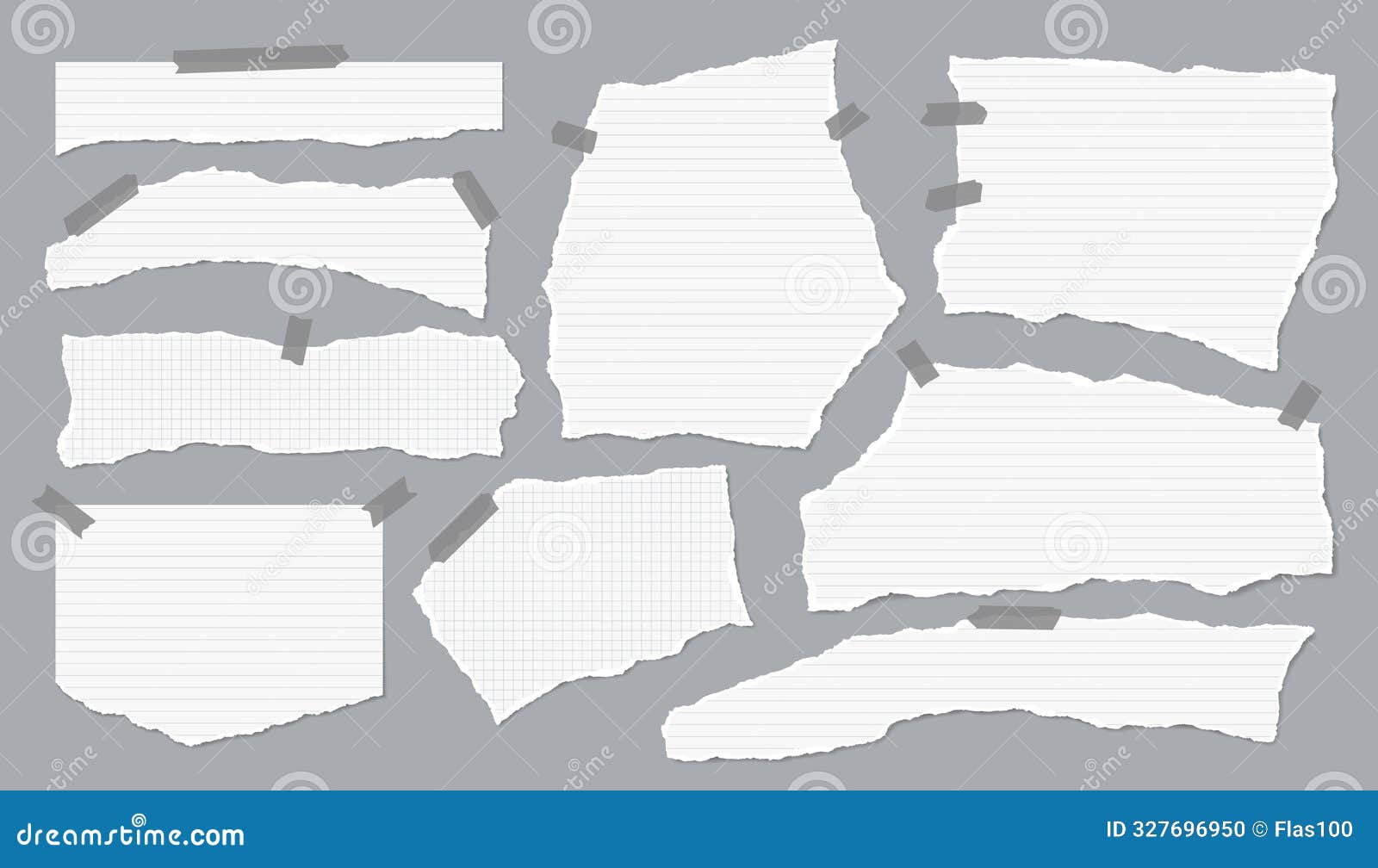 Set of Torn White Note Paper Pieces are on Brown Background for Text ...