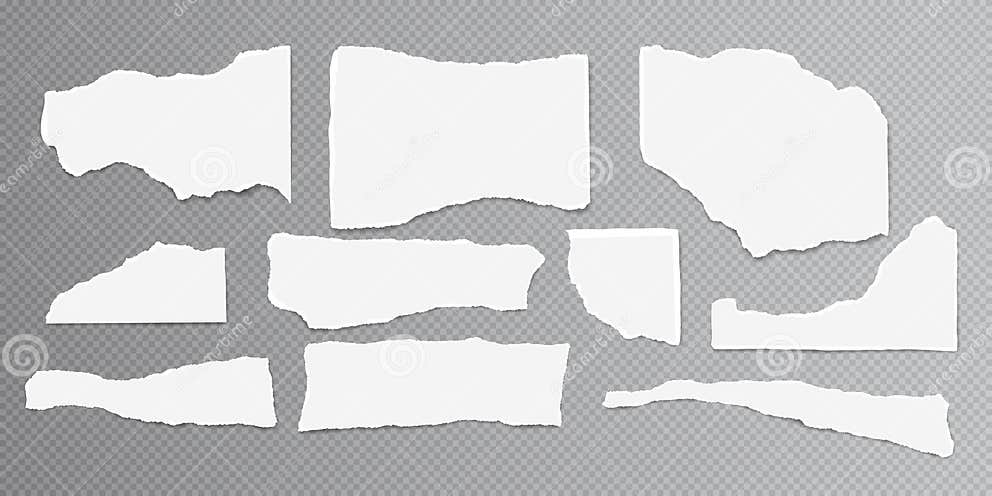 Set of Torn White Note Paper Pieces, Strips are on Grey Squared ...