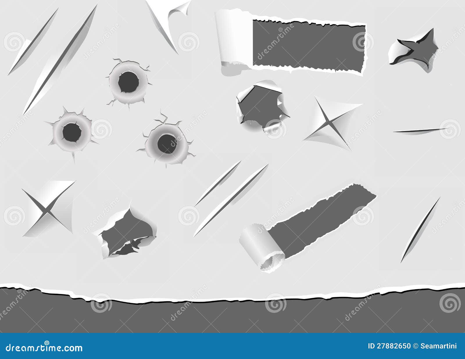 Set of Torned and Damaged Paper Stock Vector - Illustration of broken ...