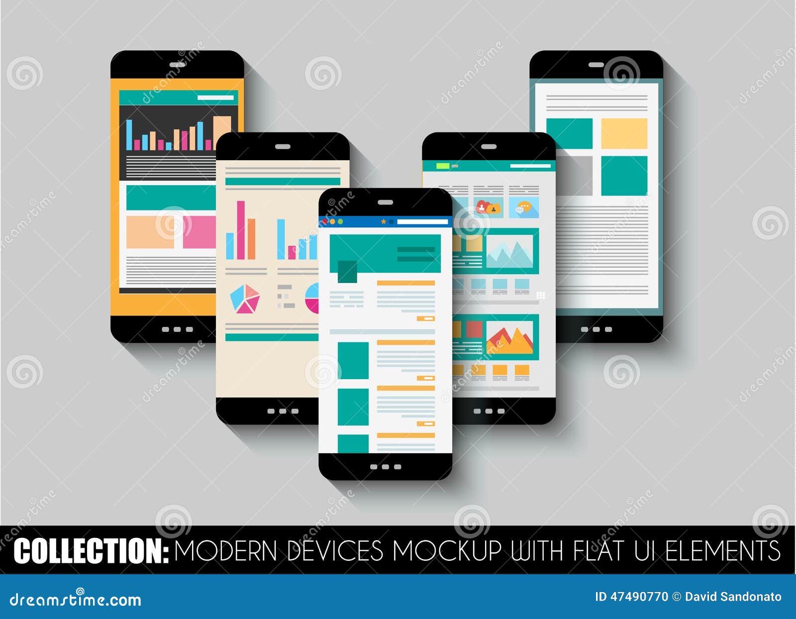 Set of Touch Screens Mockup Stock Vector - Illustration of cover ...