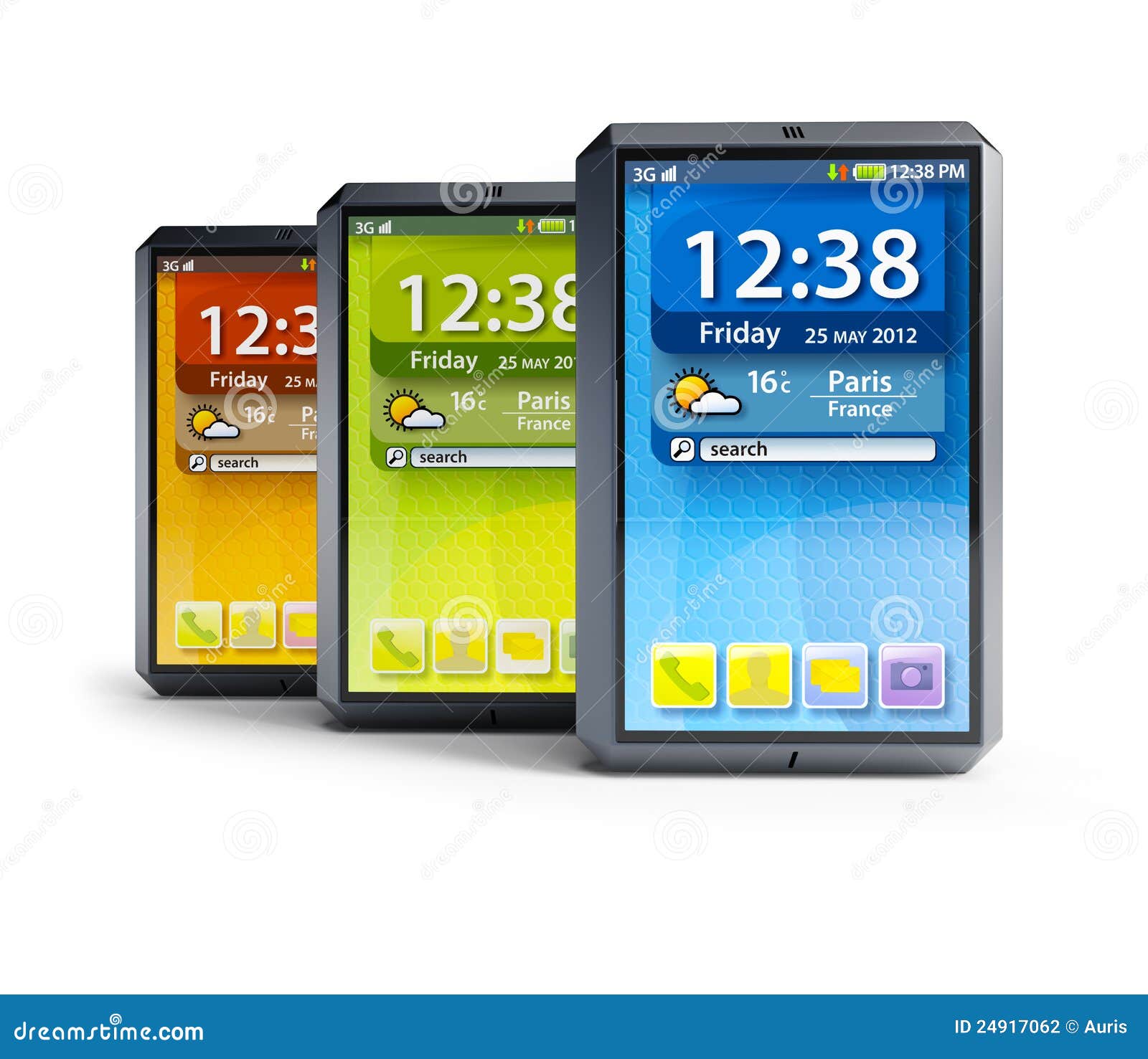 Set of Touchscreen Smartphones Stock Illustration - Illustration of ...