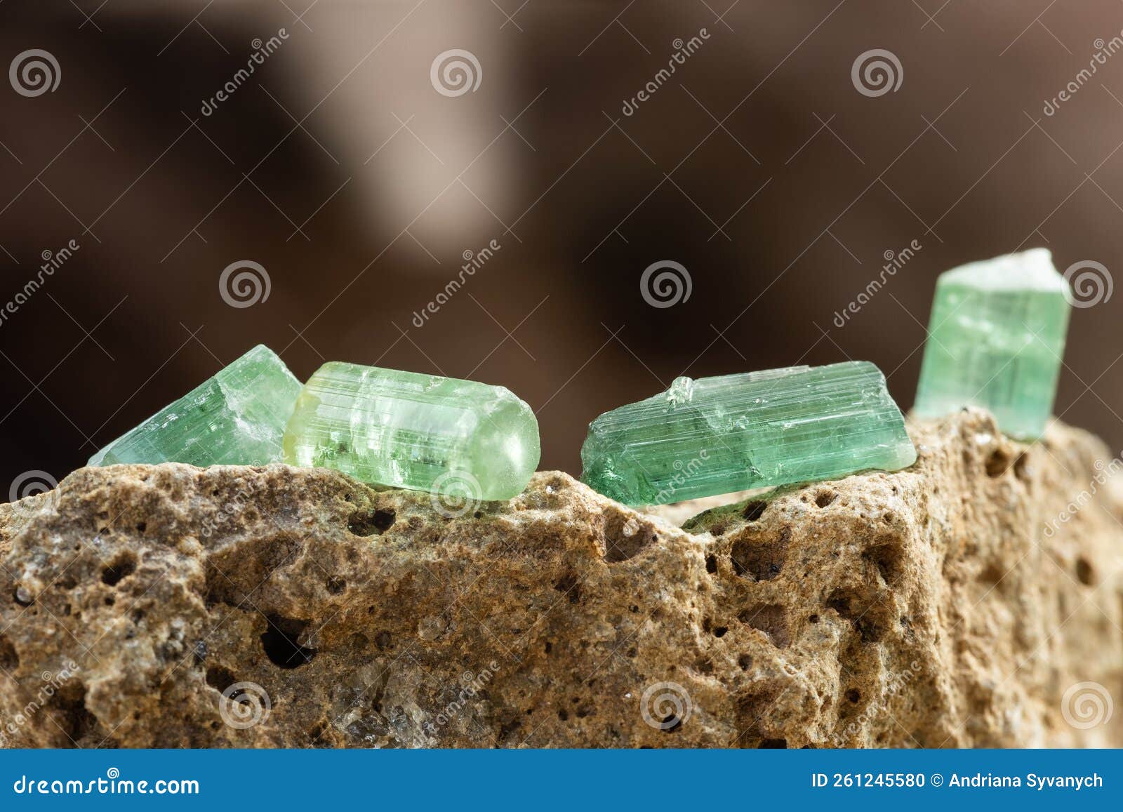 Set of Tourmaline Crystals on Rough Stone Background Stock Photo ...