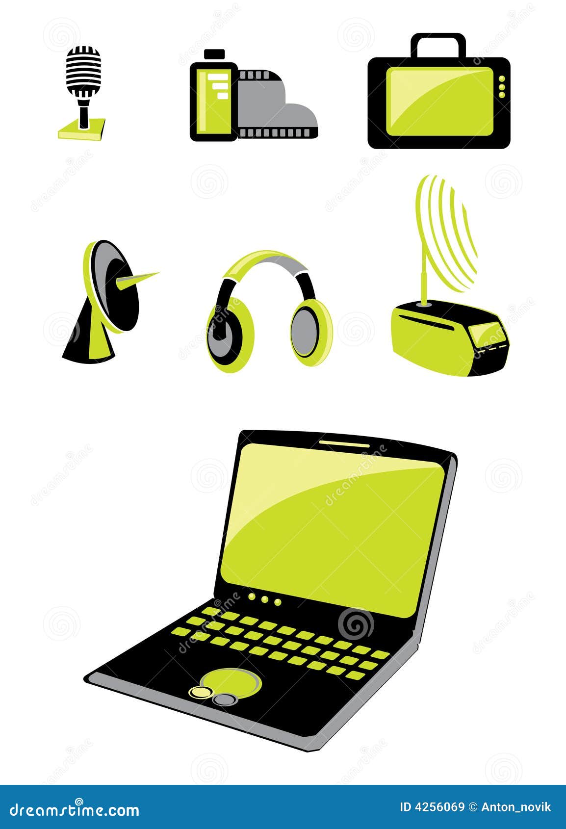 Set of Toxic Green Media Icons Stock Vector - Illustration of graphic ...