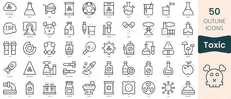 Set of Toxic Icons. Thin Linear Style Icons Pack Stock Vector ...