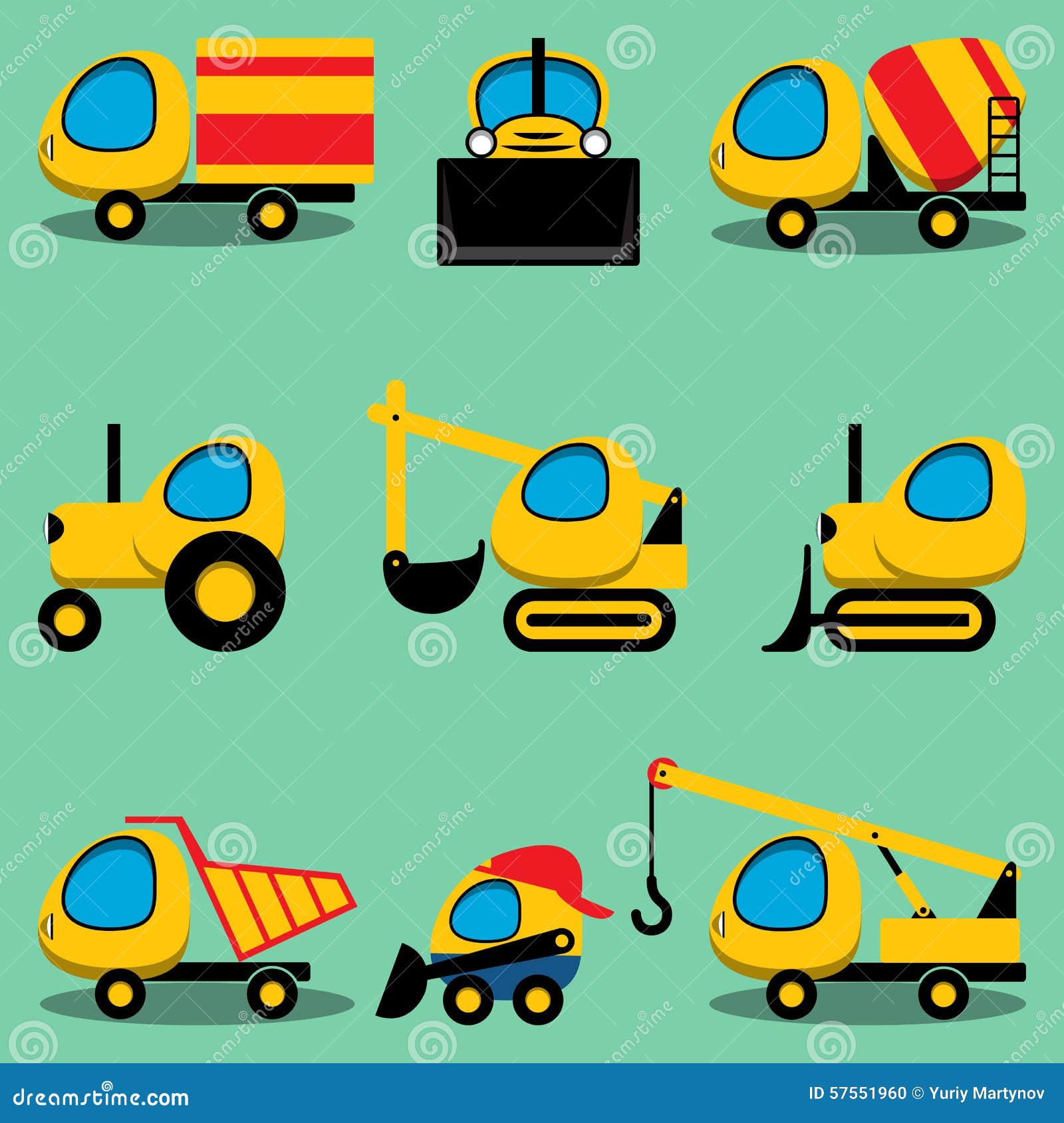 Set of Toy Cartoon Vehicles Stock Vector - Illustration of transport ...