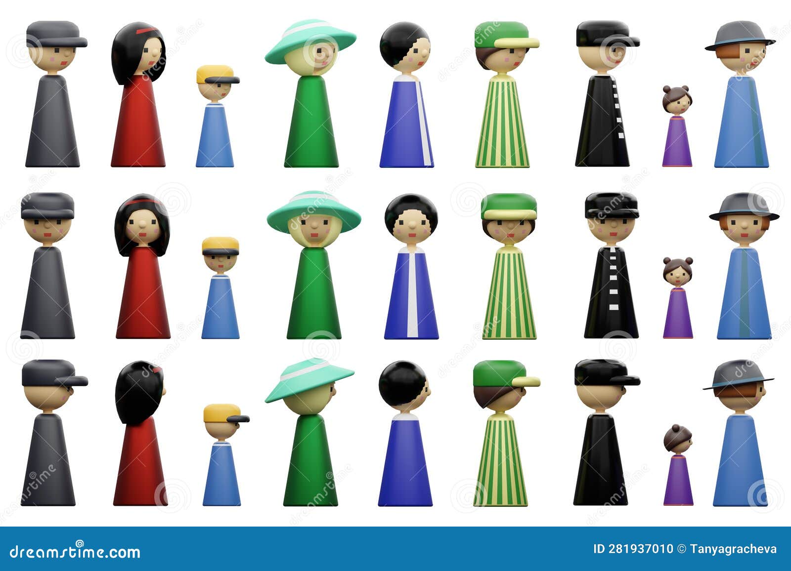 Set of Toy People in Different Clothes Stock Illustration ...