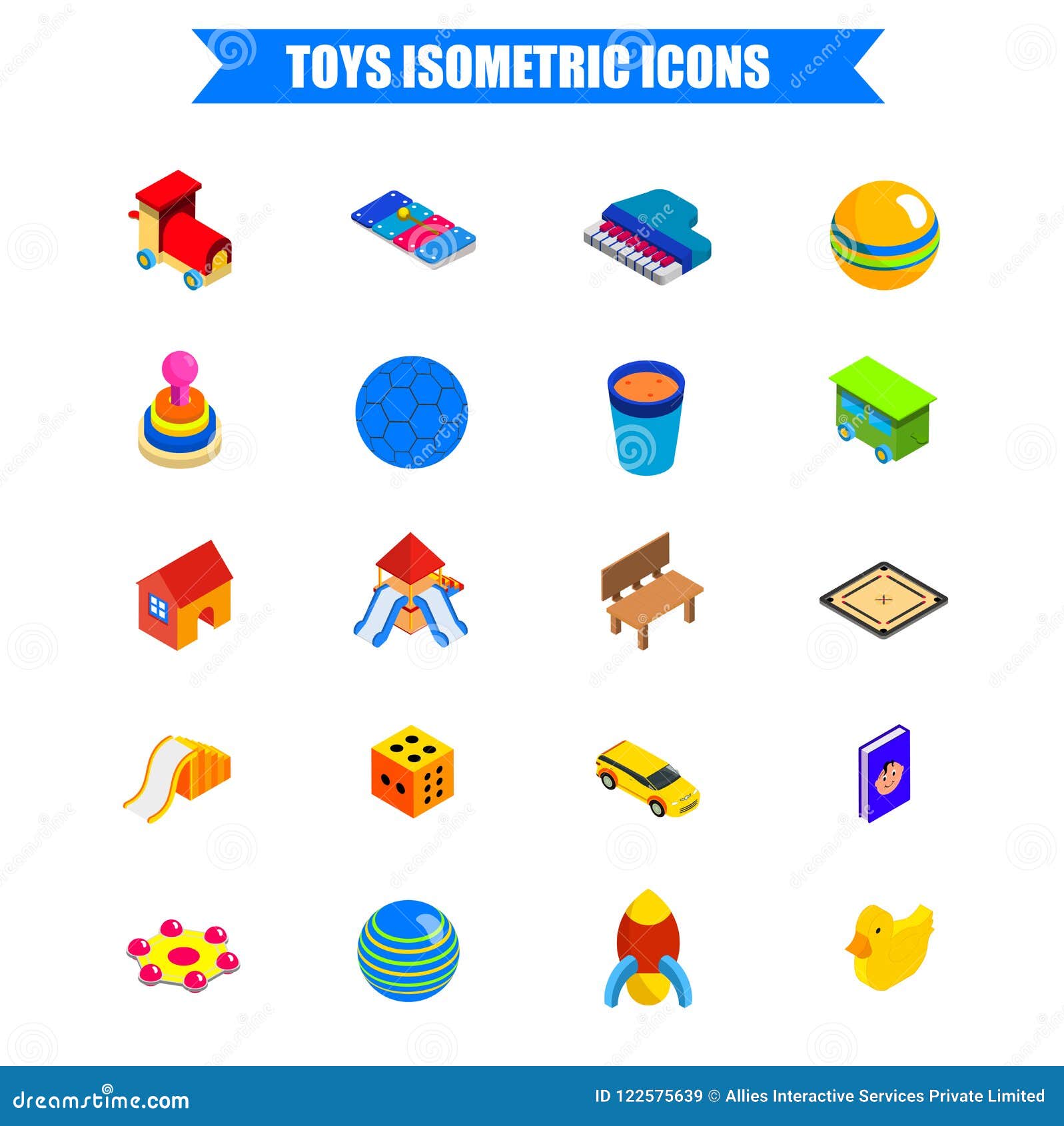 Set of Toys Isometric Icon. Stock Illustration - Illustration of animal ...