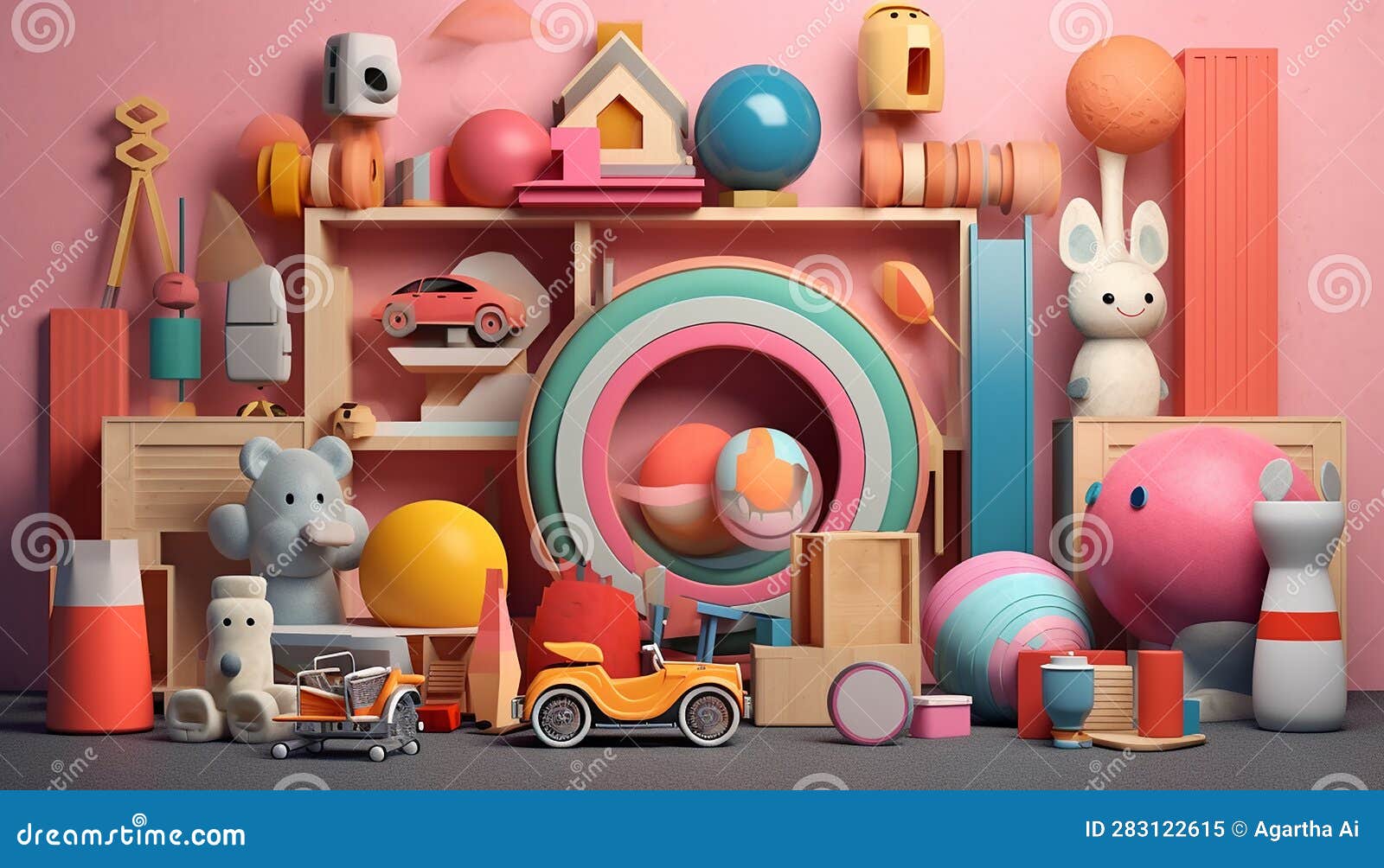A Set of Toys and Objects that are Sitting on the Background, in the ...