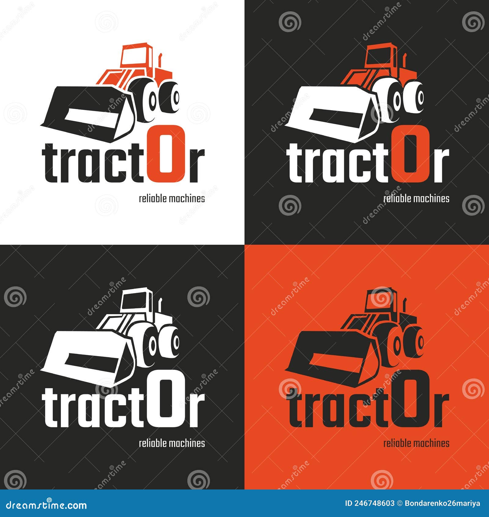 A Set of Tractor Logos on Different Backgrounds Stock Illustration ...