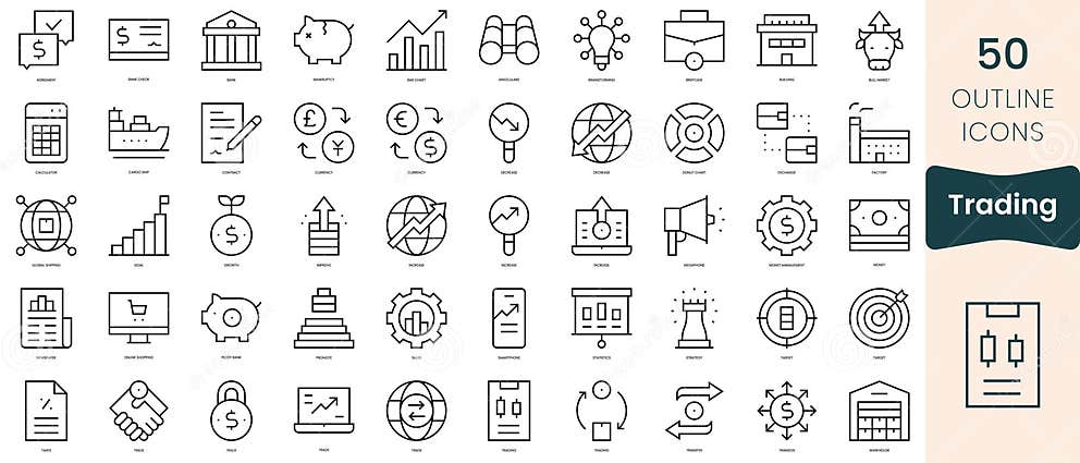 Set of Trading Icons. Thin Linear Style Icons Pack Stock Vector ...