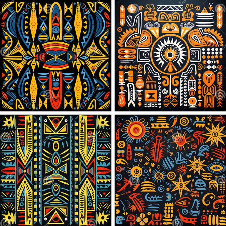 Set of Traditional African Senegal Pattern Stock Illustration ...