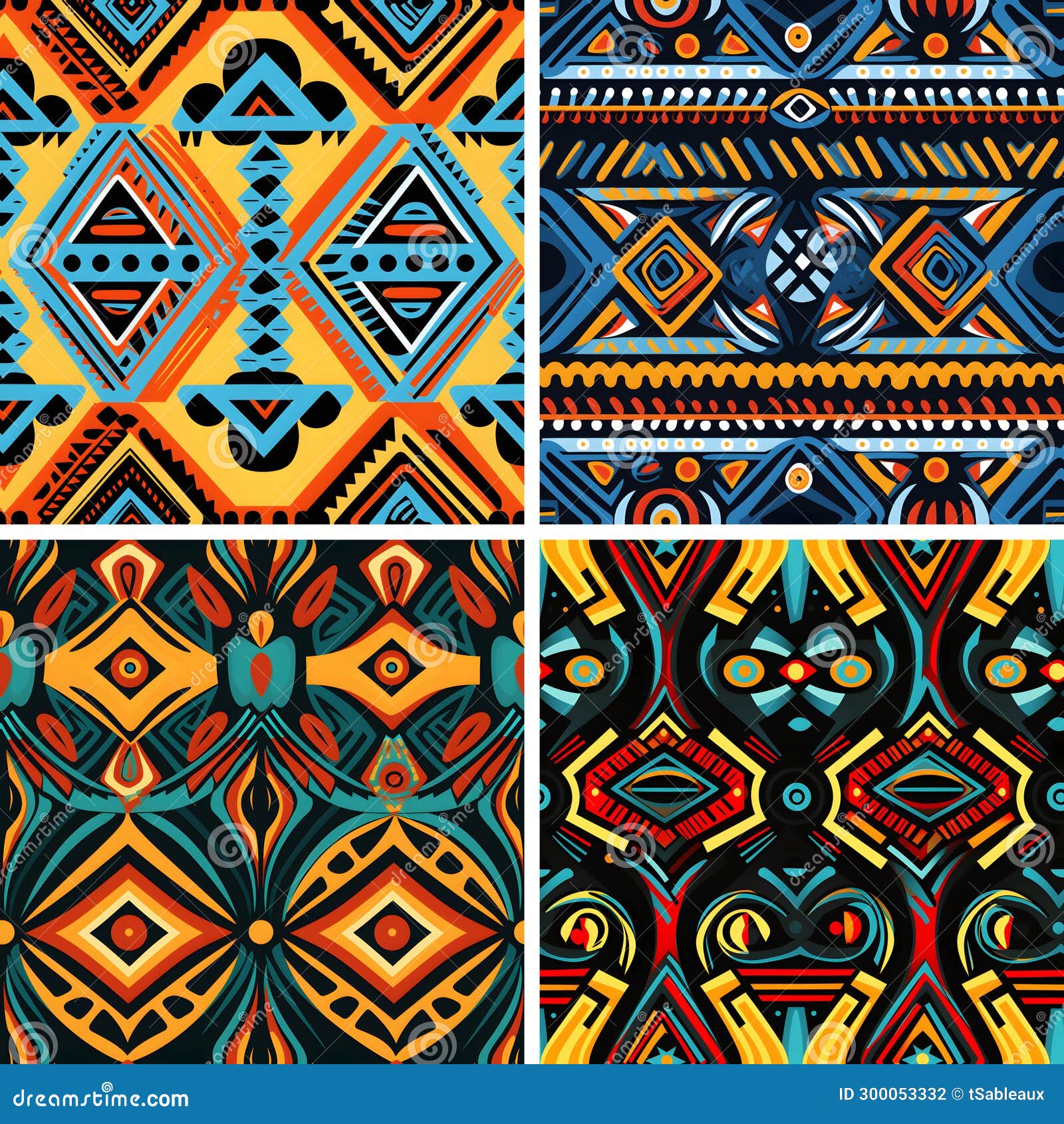 Set of Traditional African Senegal Seamless Pattern Stock Illustration ...