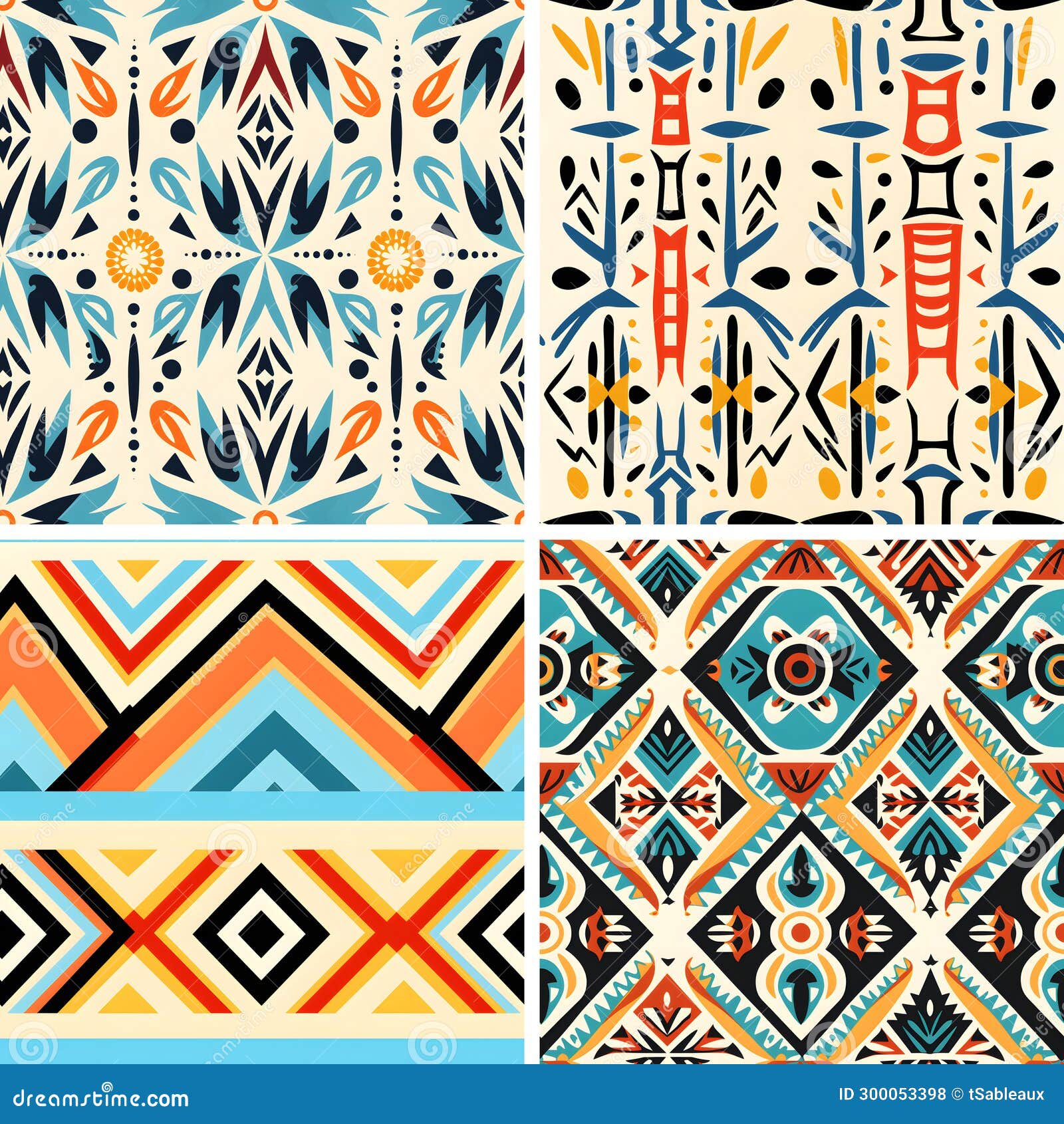 Set of Traditional African Senegal Seamless Pattern Stock Illustration ...