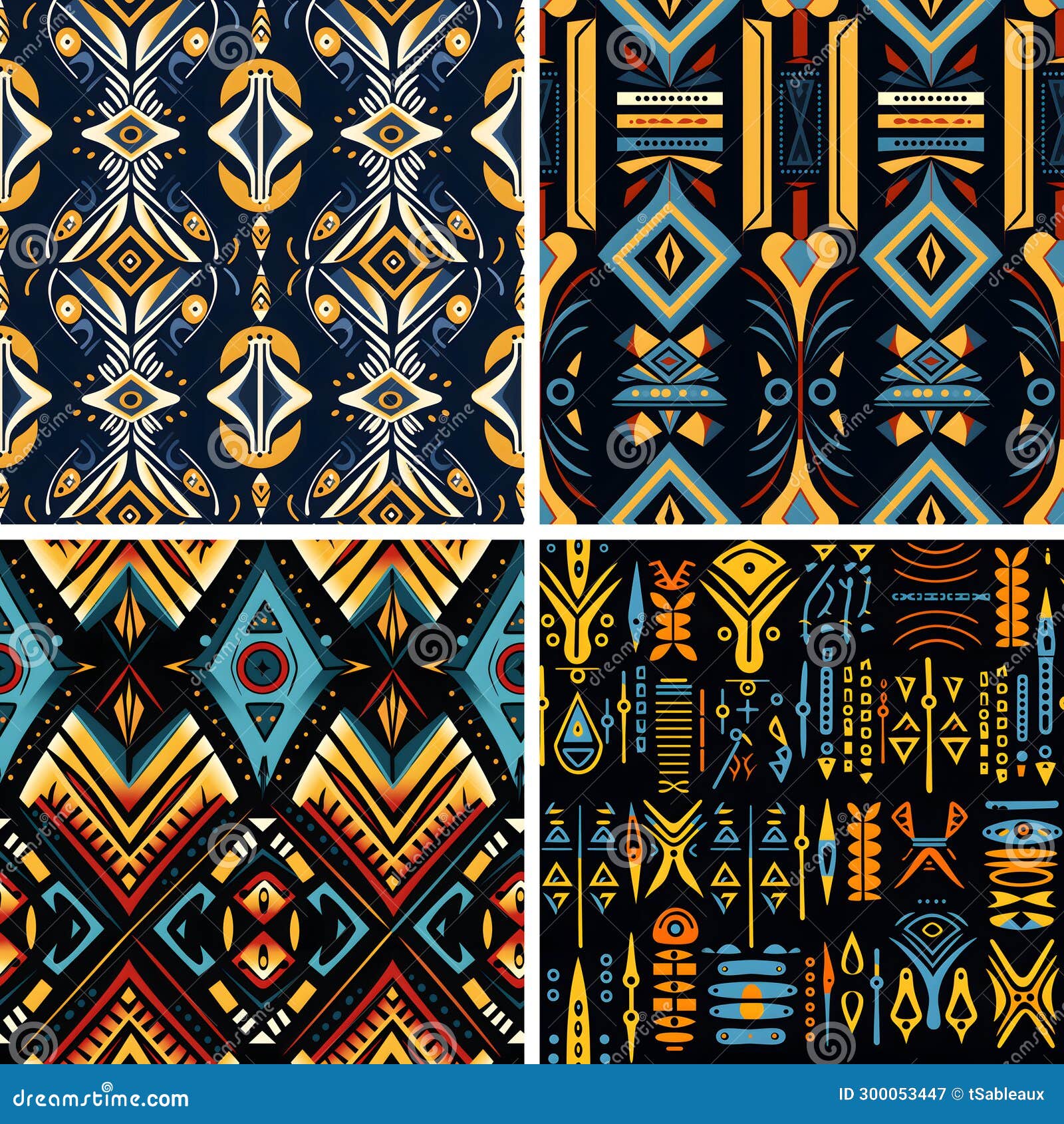 Set of Traditional African Senegal Seamless Pattern Stock Illustration ...