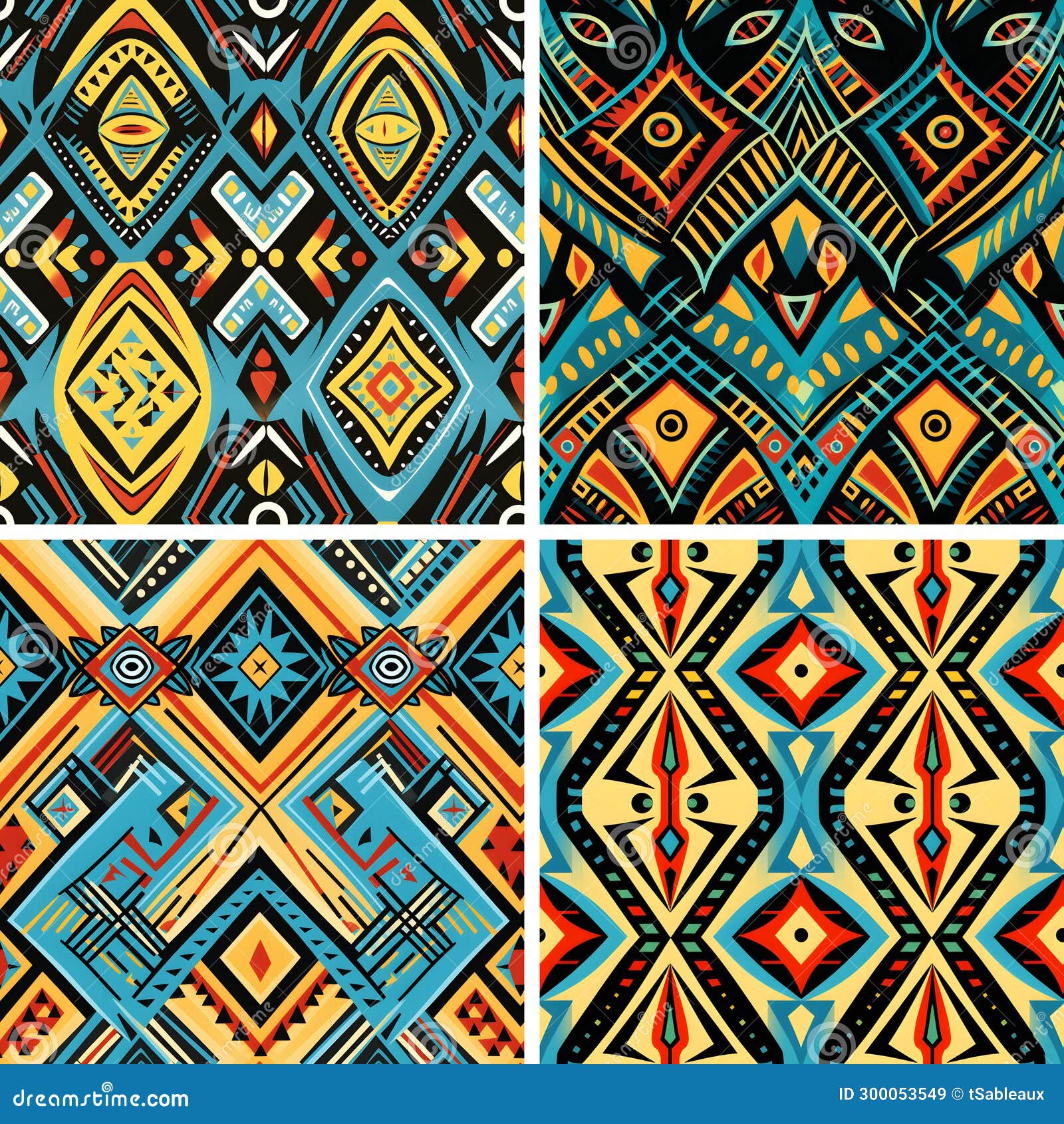 Set of Traditional African Senegal Seamless Pattern Stock Illustration ...