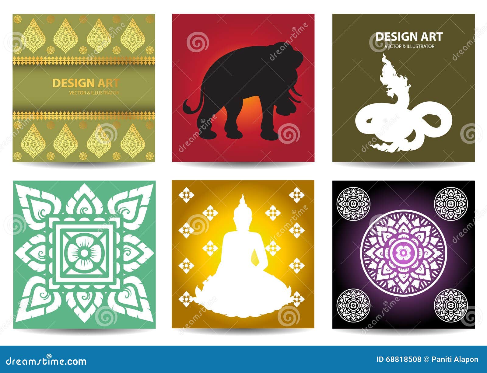 Set of Traditional Art Design Vector Stock Vector - Illustration of ...