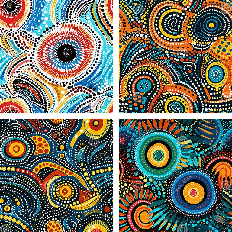 Set of Traditional Australian Aboriginal Pattern Stock Illustration ...