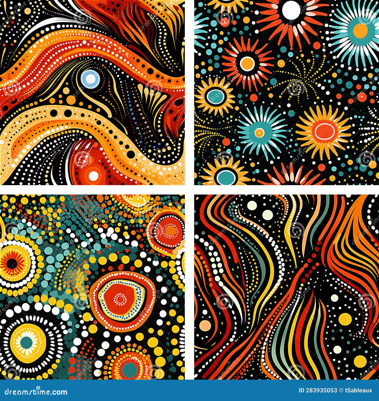 Set of Traditional Australian Aboriginal Pattern Stock Illustration ...