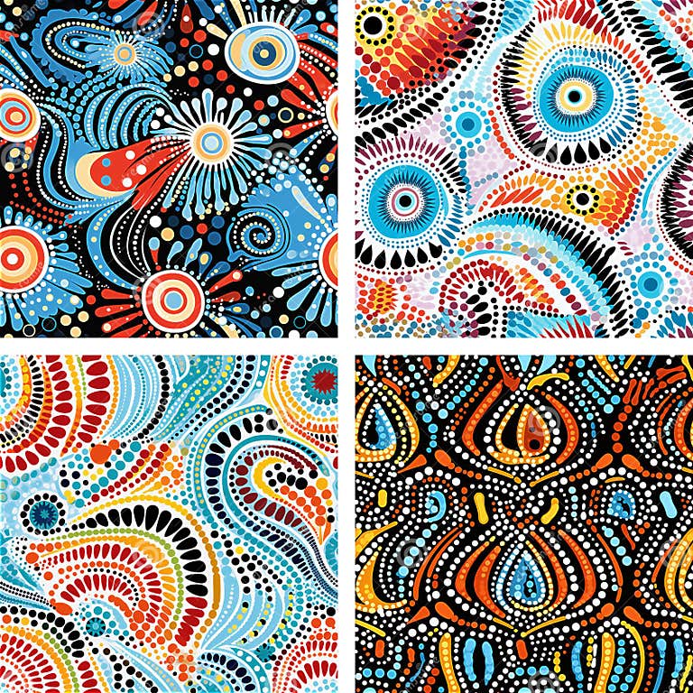 Set of Traditional Australian Aboriginal Pattern Stock Illustration ...