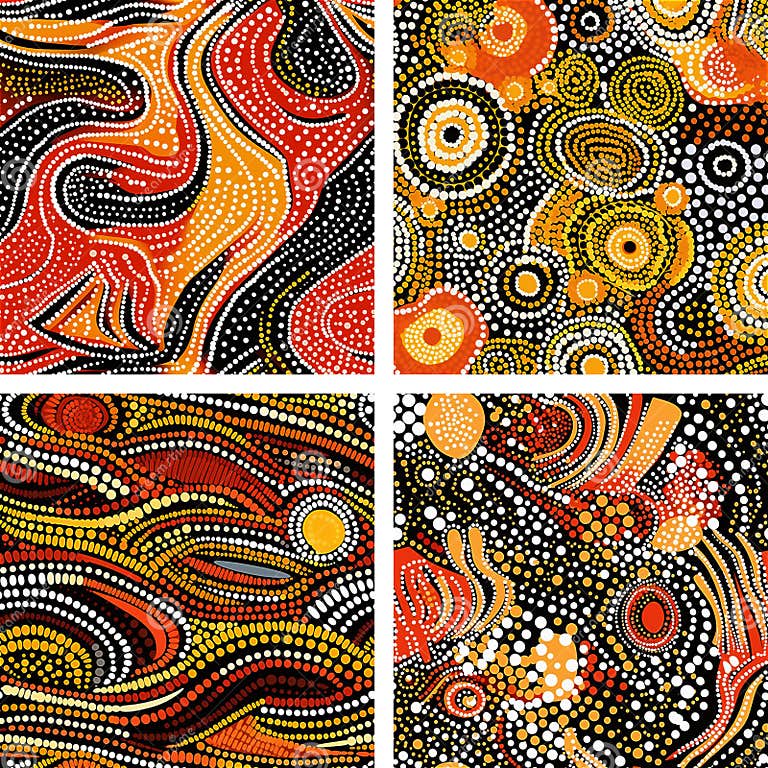 Set of Traditional Australian Aboriginal Pattern Stock Illustration ...