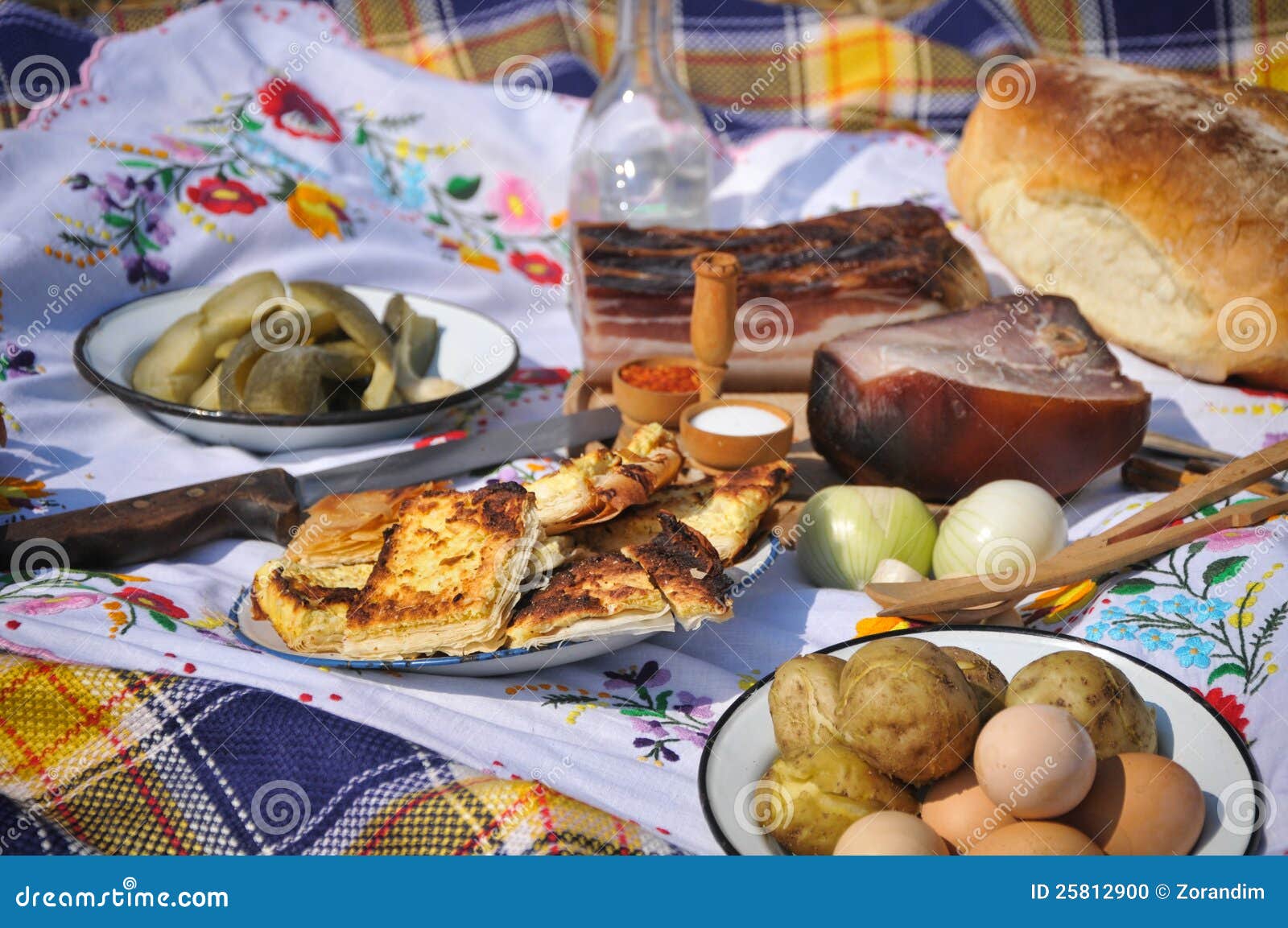 Set of Traditional Breakfast Stock Photo - Image of basket, breakfast ...