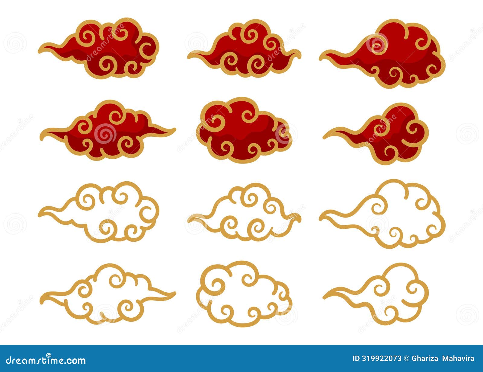 Set of Traditional Chinese or Japanese Cloud Stock Vector ...