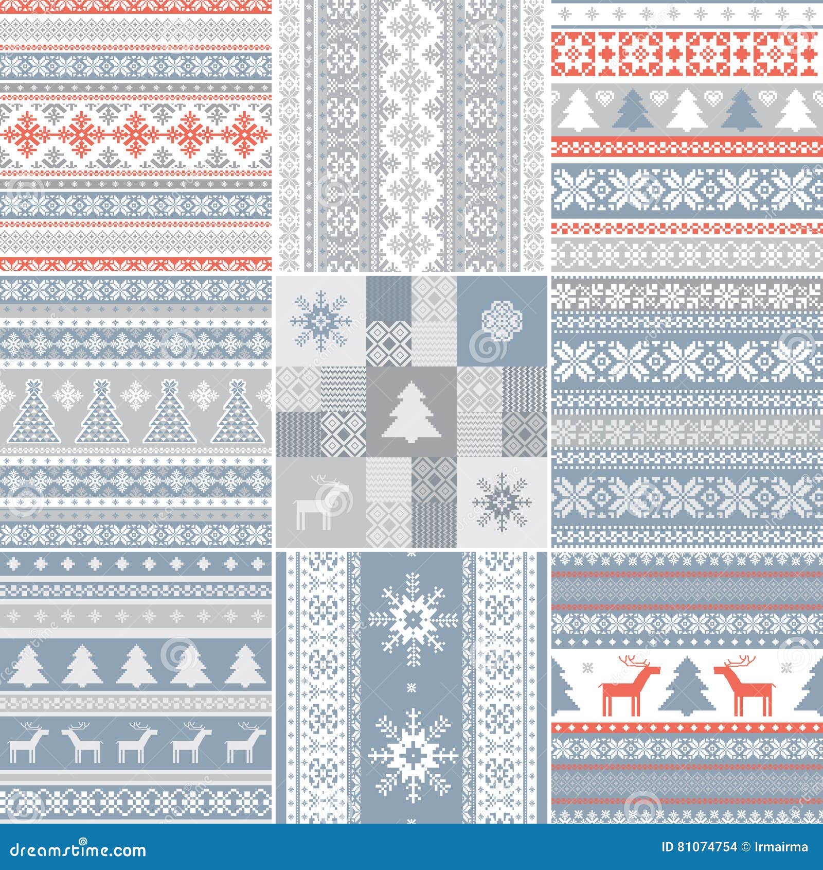 Set of Traditional Christmas Patterns Stock Vector - Illustration of ...