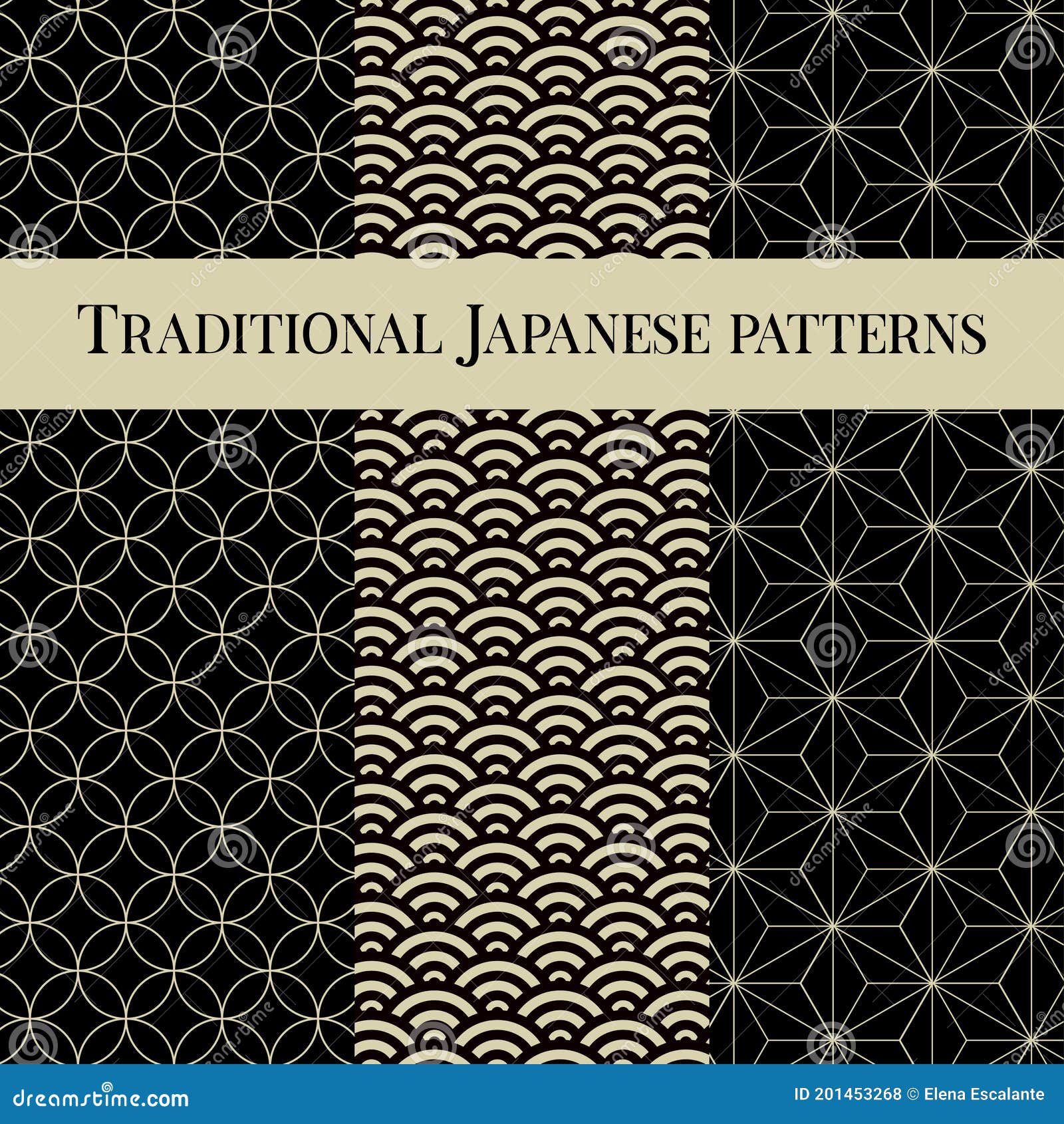 SET of 3 Traditional Geometric Japanese Repeat Patterns Stock Vector ...