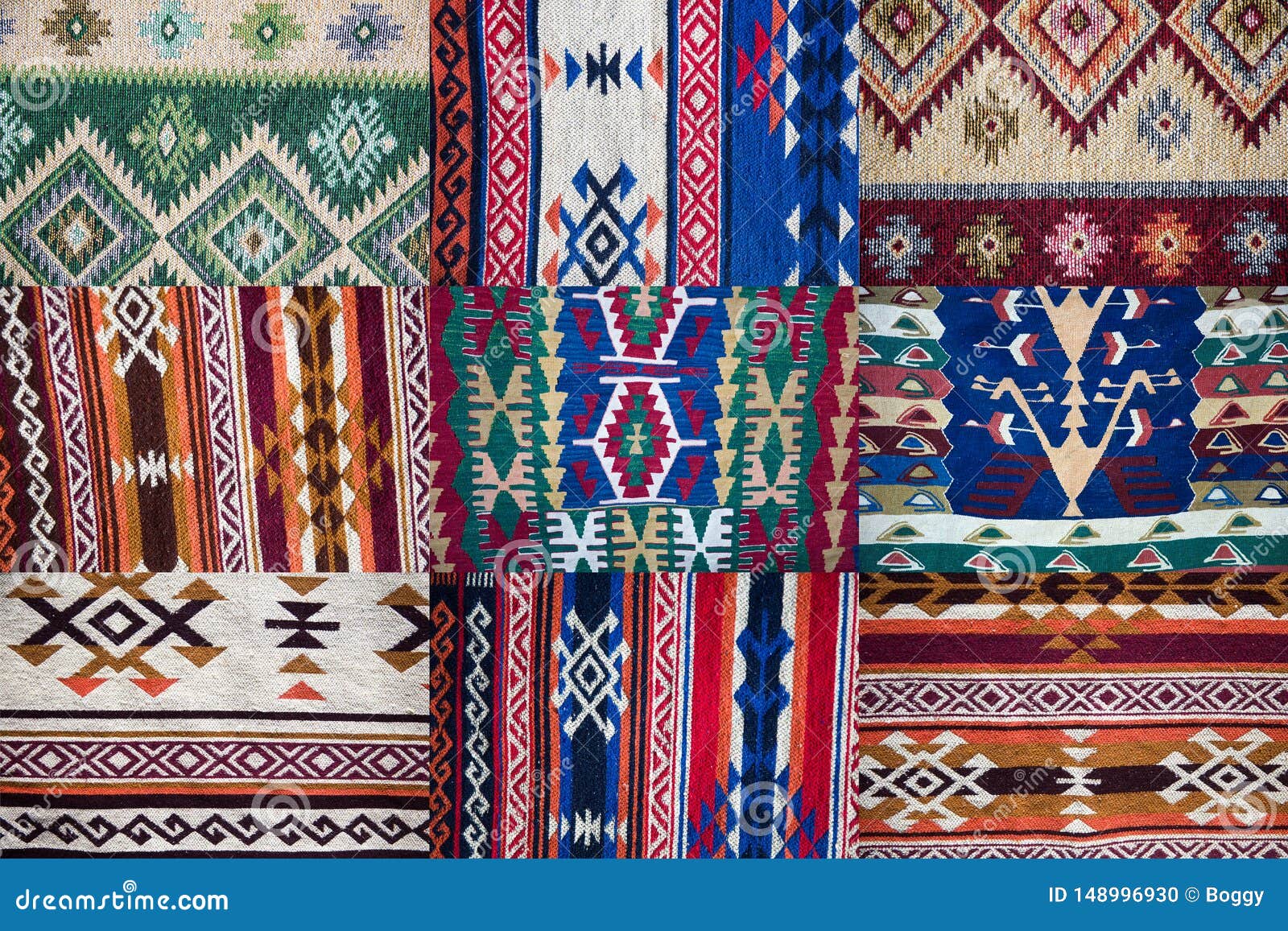 Set of Traditional Georgian Carpet with Typical Geometrical Pattern ...