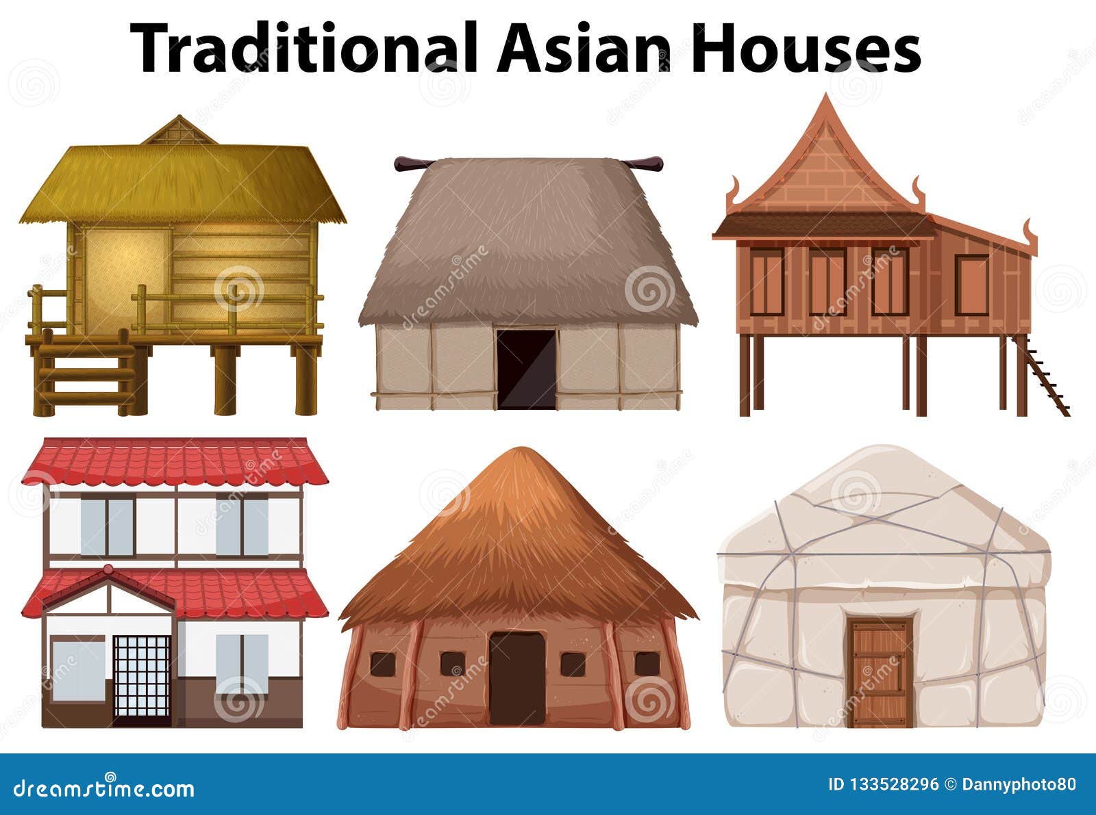 Set of traditional house stock vector. Illustration of decoration ...