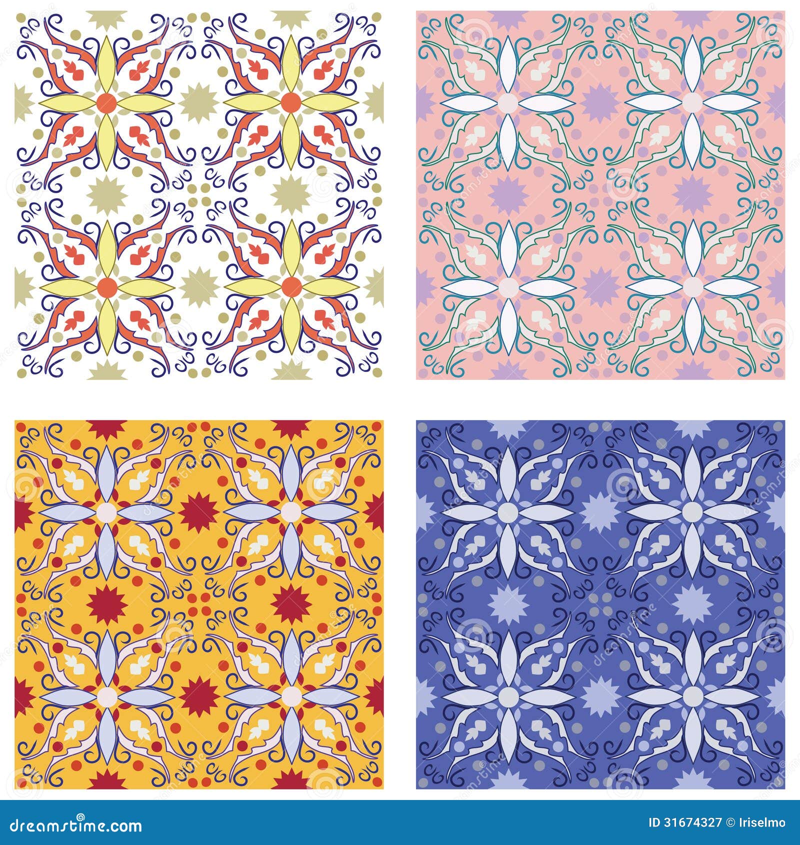 Set of 4 Traditional Mediterranean Patterns Stock Vector - Illustration ...