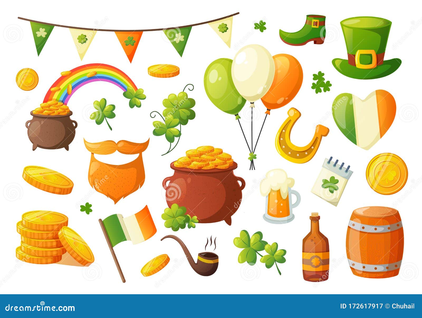 Set of Traditional Objects Associated with Ireland Stock Vector ...
