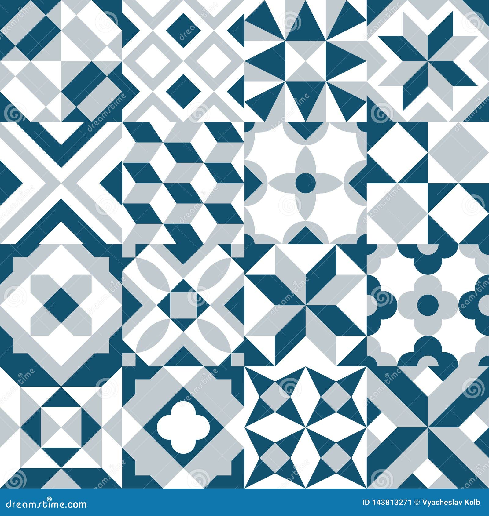 Set Traditional Patchwork Pattern Tiles Stock Illustration ...