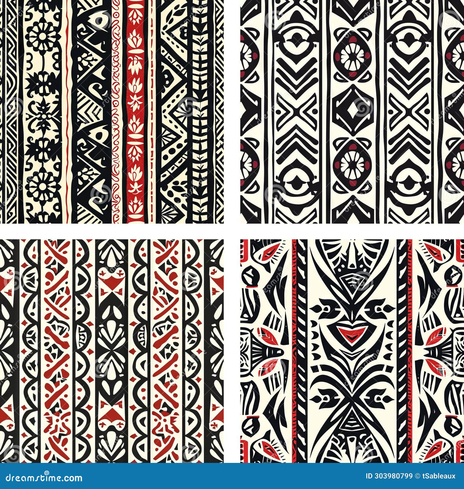 Set of Traditional Polynesian Seamless Pattern Stock Image - Image of ...