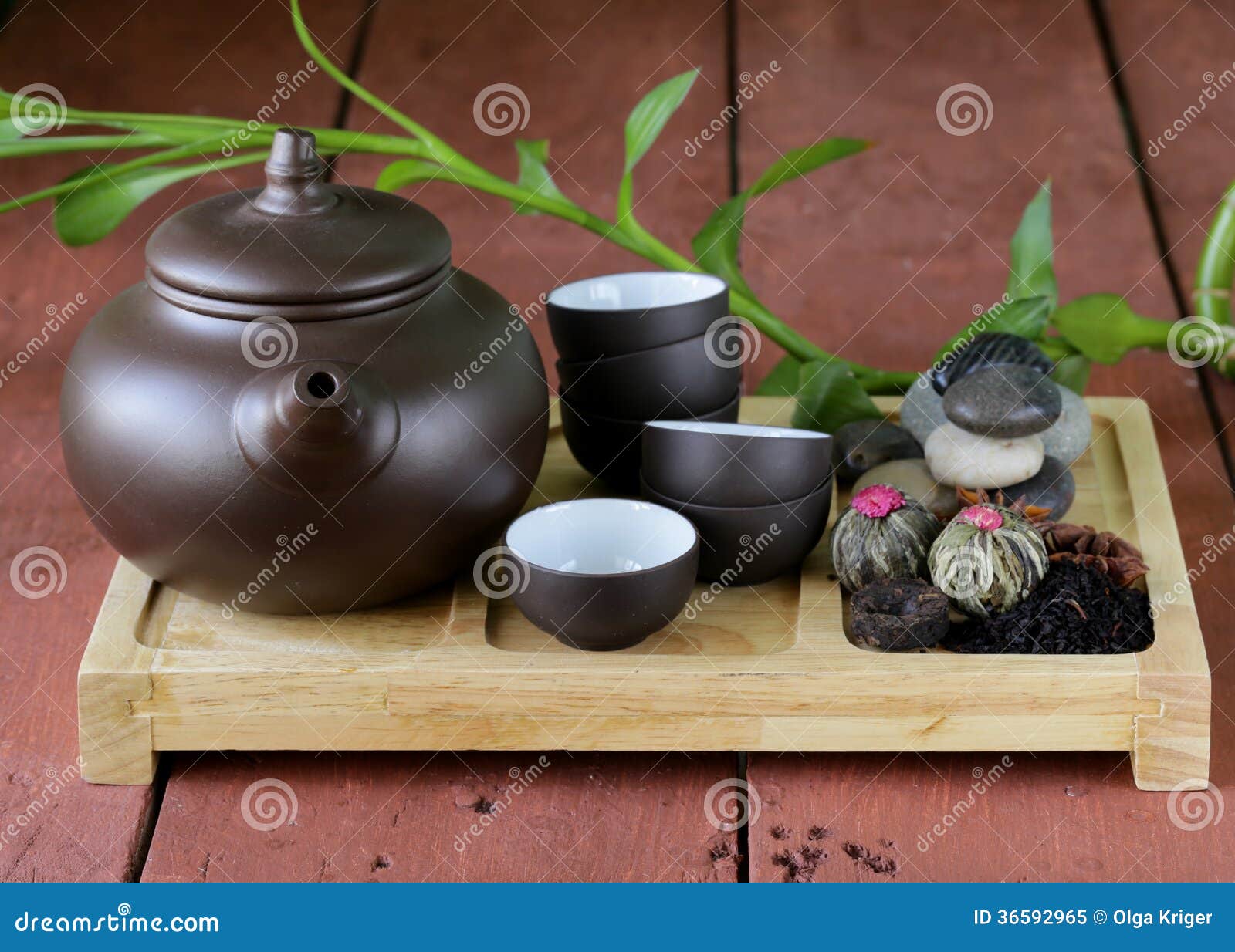 Set for a Traditional Tea Drinking (kettle, Cups and Various Tea) Stock ...