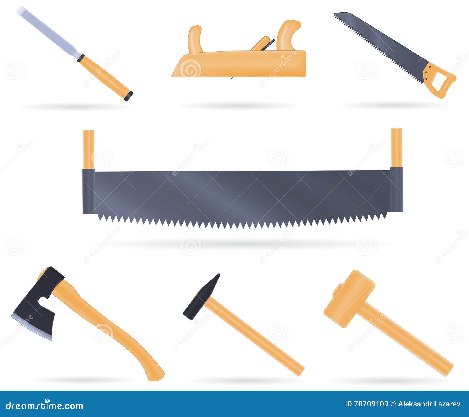 Set Traditional Tools of the Carpenter Stock Vector - Illustration of ...