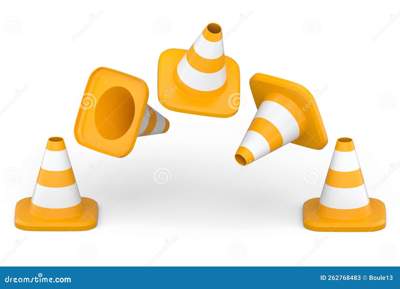 Set of Traffic Cones for Under Construction Road Work on White ...