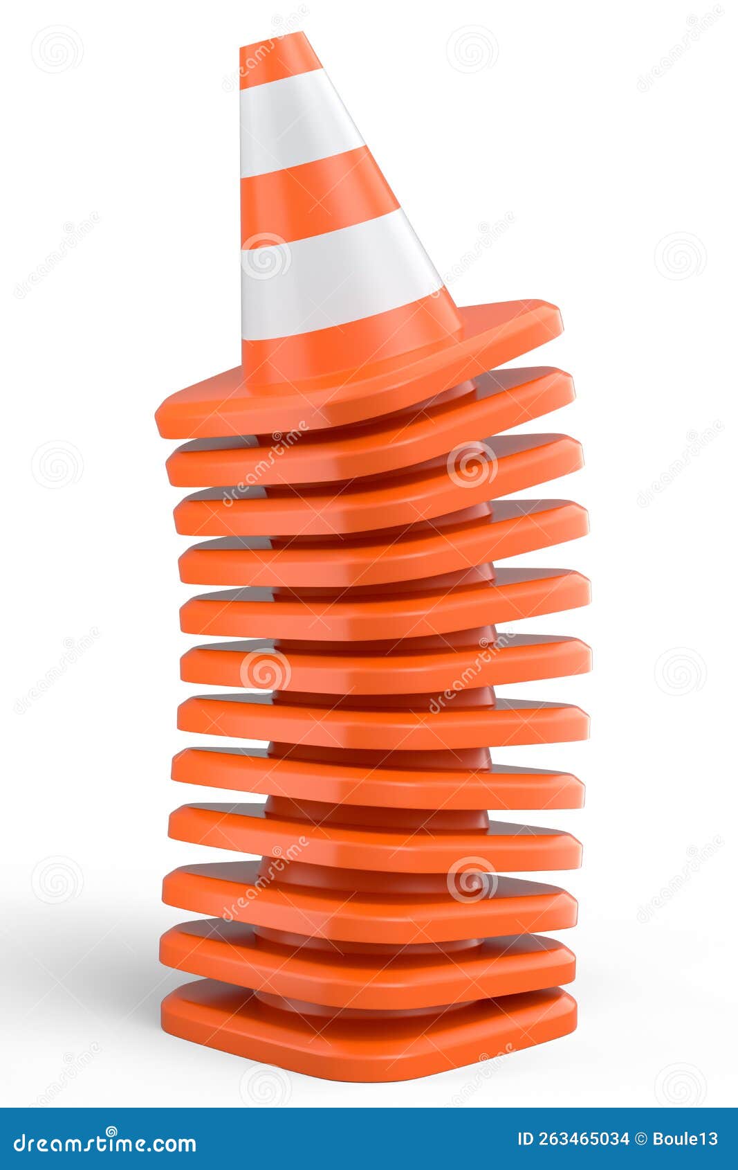 Set of Traffic Cones for Under Construction Road Work on White ...